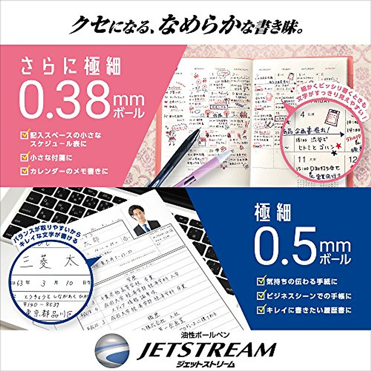 uni Jetstream Multi Pen 4 and 1, 0.38mm Ballpoint Pen (Red, Blue, Green) and 0.5mm Mechanical Pencil, Body, Black (MSXE5100038.24)