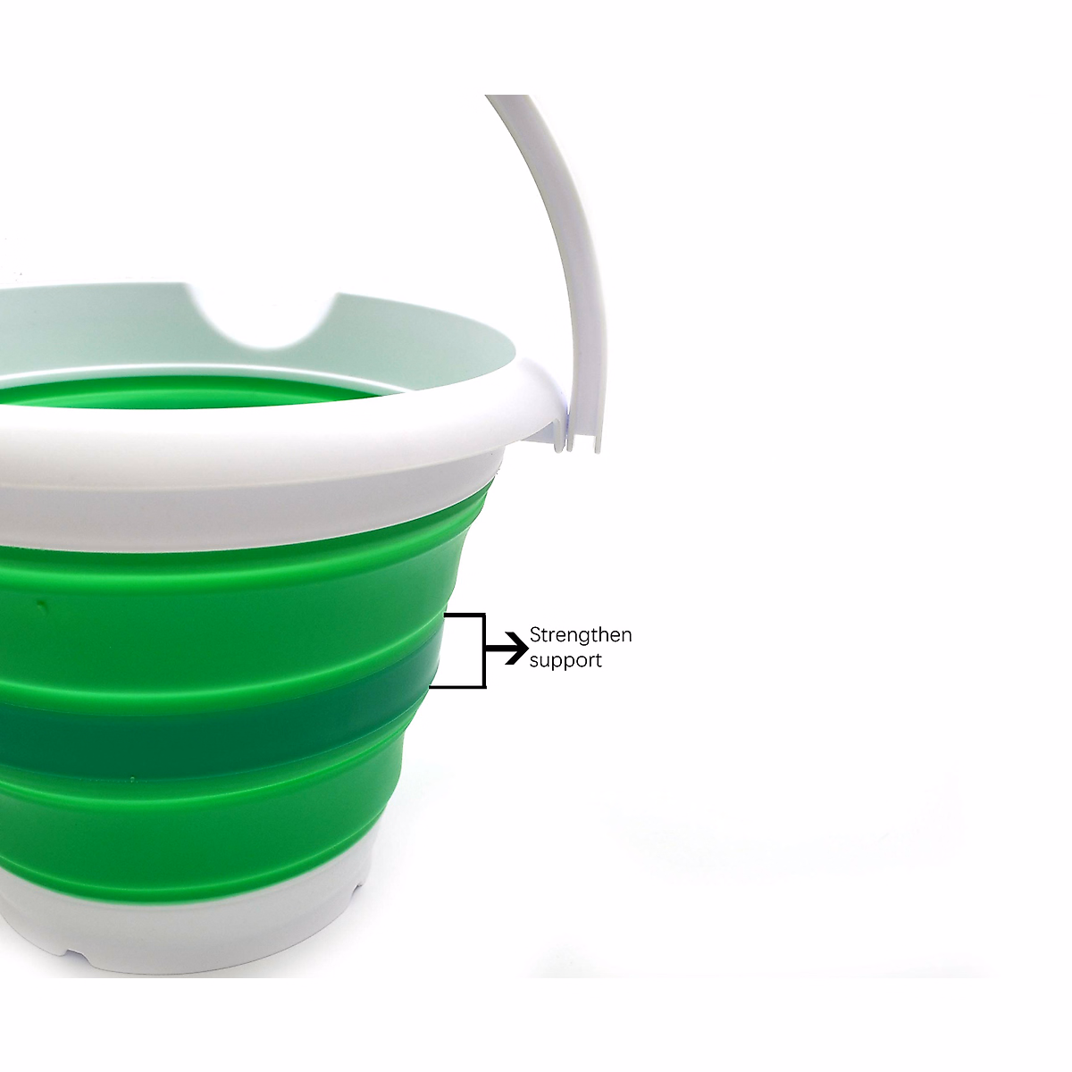 SAMMART 3 pcs. 5L / 1.32 gallons Collapsible Plastic Bucket (5L Round Set of 3, Bright Green+Bright Blue+Pink)