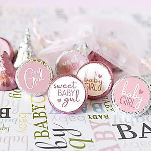 Pink It's a Girl Baby Shower Chocolate Kisses Party Favor Candy Stickers - Sweet Baby Girl - 180 Count