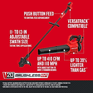 CRAFTSMAN V20* BRUSHLESS RP WEEDWACKER String Trimmer & Blower Combo Kit (5.0Ah)(5.0Ah) (CMCK497P1)
