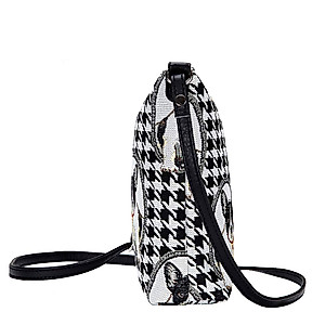 Signare Tapestry Small Crossbody Bag Sling Bag for Women with French Black and White Bulldog Design (SLING-FREN)