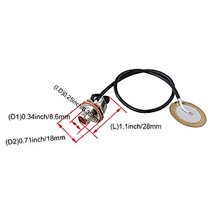BQLZR 0.25inch Output Jack Guitar Pickup Piezo Transducer for Guitar Violin Pack of 3