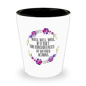 Well Well Well If It Isn’t The Consequences Of My Own Actions, Witty Shot Glass, Sarcasm Shot Glass, Shot Glass for All Occasion, Shot Glass, Ceramic