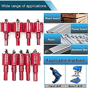 M42 HSS Hole Saw Set, Ankoow 9Pcs 16-38mm Heavy Duty Hole Saw Tooth Cutting Opener Drill Bit for Wood Aluminum Iron Sheet Pipe Plastic