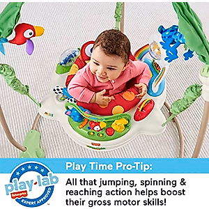 Fisher-Price Baby Bouncer Rainforest Jumperoo Activity Center with Music Lights Sounds and Developmental Toys