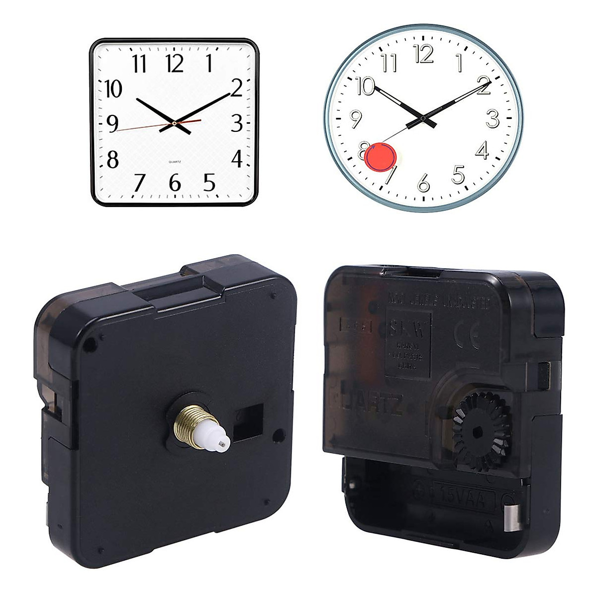 ifundom Clock Mechanism Replacement, Quartz Clock Movement Mechanism Replacement Battery Operated DIY Repair Parts Replacement (A(Thread Length 5/32inch))