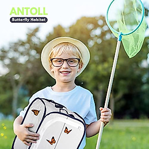 Antoll 3Pcs 24" M Size Blue Butterfly Habitat Cage, Monarch Butterfly Habitat, Butterfly Cage for Caterpillars, Flying Insect Mesh Cage, Outdoor Observation Plant, Pop-Up Open Size: 16"x16"x24"