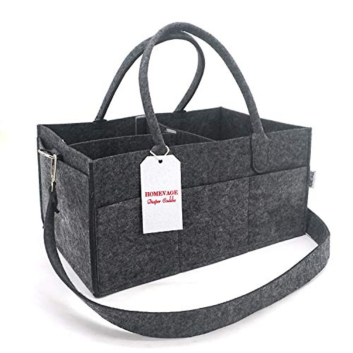 HOMEVAGE Diaper Caddy Caddies Organizer, Baby Cloth Diapering, Tote Bag, Nursery Storage Bin for Changing Table, Portable Car Travel Organizer (Black)