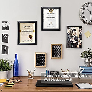 Memory Island Document frames 8.5x11,Set of 4 Pack Certificate Frames for Wall Or Tabletop Display,Diploma Frames For Degree Award with Real Glass Front,Black,Designed