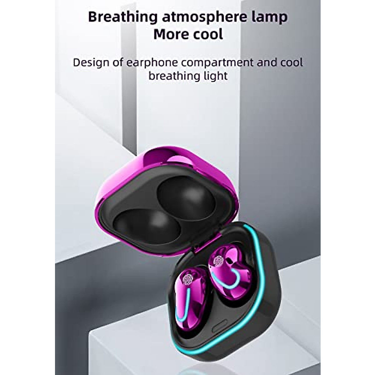 SZYCD Mini LED True Wireless Earbuds for iPhone, Bluetooth 5.1 Headset with Charging Box, TWS Stereo Headphones, Handsfree, Clear Calls, Suitable for Business and Work (Pink)