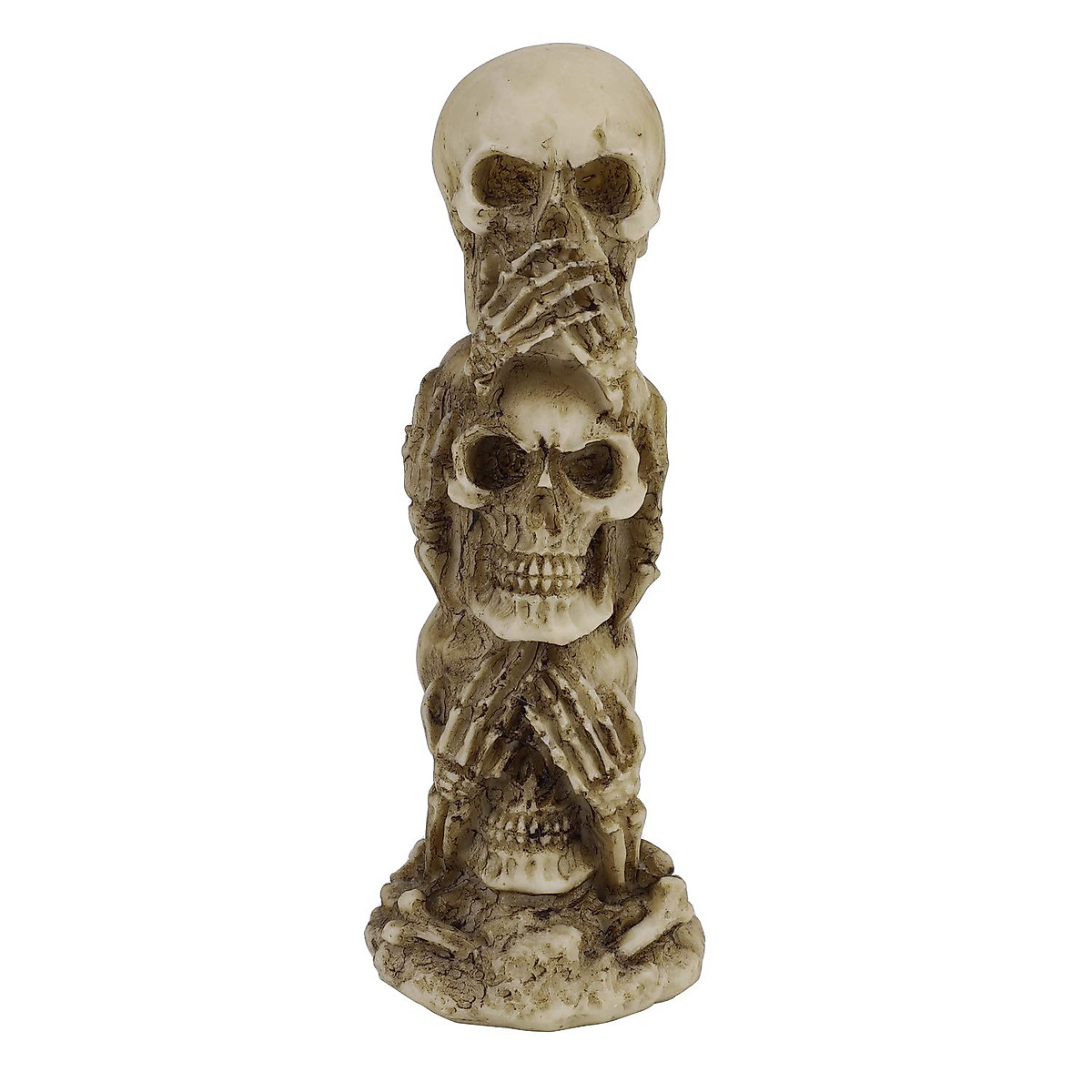 ITODA Human Head Skull Decor for Halloween Skeleton Prop Resin Spooky Statue Collectible Home Bar Table Figurine Garden Decoration for Graveyard Ghost Scary Xmas Sculpture