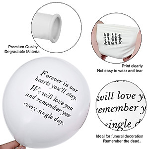 Gejoy 50 Pieces Memorial Balloons Remembrance Balloons White Funeral Balloons and 3 Pieces Balloon Ribbon for Balloon Release, Funeral Decoration
