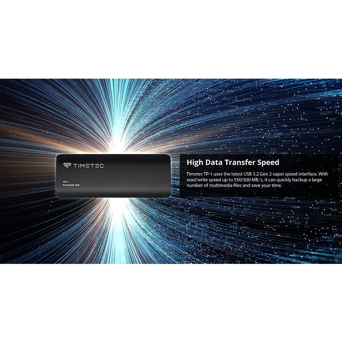 Timetec 1TB Portable External SSD USB3.2 Gen2 Type C Up to 550MB/s Ultra-Light Aluminum Mini External Solid State Drive with USB C to A Cable/USB A to C Adapter for Desktops/Laptop/Mac/Mobile - Black