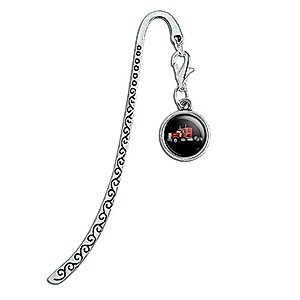 Semi Tractor Trailer Truck Trucker Metal Bookmark Page Marker with Charm
