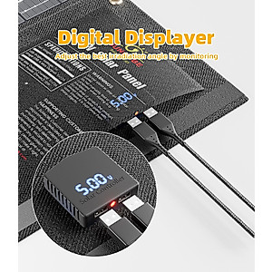 [Lightweight Upgraded]SUNNOBE Portable Solar Panel with 3-IN-1 Cable, Dual USB-A Ports, Foldable 30W Solar Panel Charger with Digital Ammeter for Camping&Hiking, Compatible with iPhone, iPad, Samsung