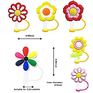 BUKBUVLO Straw Cover Cap Set of 8, Flower Reusable Silicone Straw Topper Compatible with Stanley 30 oz 40 oz Tumbler, 7-8mm Straw Top Covers for Wate Cups Accessories (Color D-8pcs)