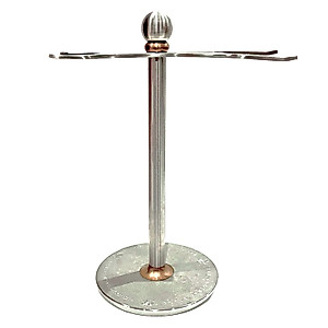 Luxury Razor and Brush Stand, The Admiral by VIKINGS BLADE, Ancient Viking Look with Heavy Distressed Stainless Steel & Brass, Extra Wide Openings, Fits Most Razors and Brushes