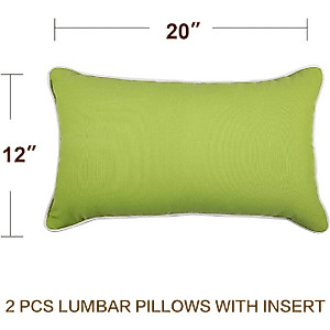JMGBird Outdoor Lumbar Pillows Waterproof Set of 2 Outdoor Pillows with Insert Included 12×20 Inch Outdoor Pillow for Patio Furniture