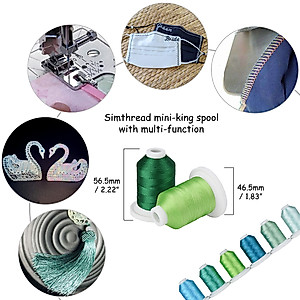 Simthread Embroidery Thread with Storage Box - 12 Options - 800 Yards/Spools, 9 Turquoise and Mint Green Colors for Embroidery and Sewing Machine