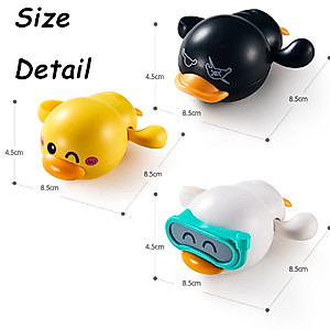 3 Pack Duck Bath Toys, Bathtub Toys for Baby Toddler, Wind Up Bathing Water Toy Bath Swimming Duck Toy, Swimming Tub Bathtub Pool Cute Swimming Toys for Boys Girls