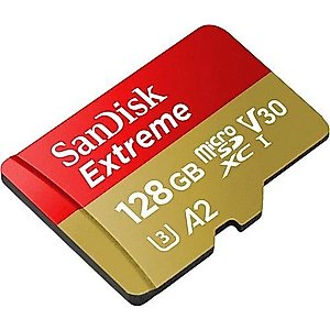SanDisk Extreme V30 A2 128GB MicroSD Memory Card 4K SDXC Works with DJI Mavic Mini Drone Flycam Bundle with (1) Everything But Stromboli Micro Card Reader