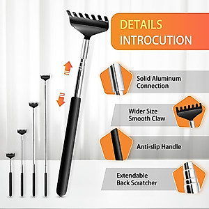 USAGA 20 Fingers Head Massager Scalp Massager Head Scratcher Extendable Back Scratcher for Scalp Body Relaxing (Black)
