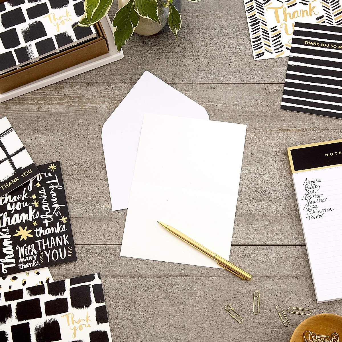 Hallmark Thank You Cards Assortment, Artistic Black and White (24 Cards with Envelopes for Baby Showers, Wedding, Bridal Showers, All Occasion)