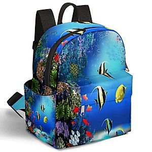 Mini Backpack for Women Backpack Purse Tropical Fish Coral Cute Small Travel Backpack Casual Bookbag Shoulder Bag for Girls Teens School Backpacks Lightweight Ladies Backpack Daypack