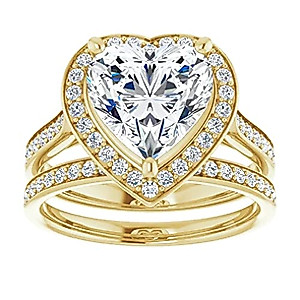 3 CT Heart Cut VVS1 Colorless Moissanite Engagement Ring Set for Women Bridal Ring Set Handmade Halo Moissanite Wedding Gifts Anniversary Promise for Love 925 Sterling Silver