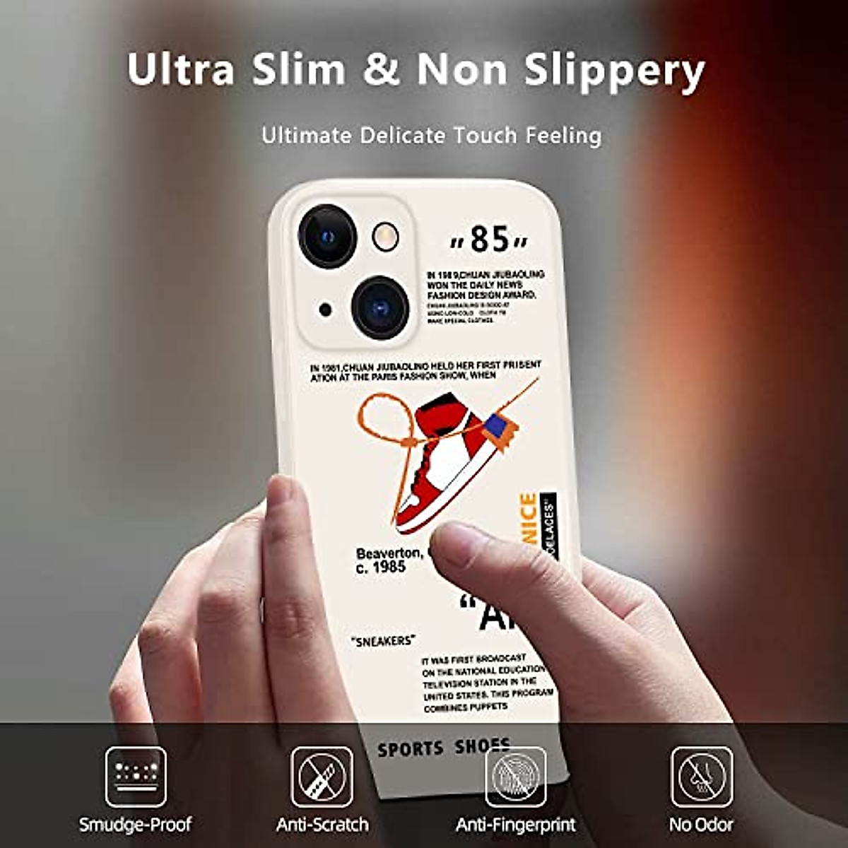 HEUHFUWA Cool Sports Shoes Pattern Phone Case Designed for iPhone 13 Mini Case, Fit On and Off 85 Case Soft TPU Bumper Cover Compatible with iPhone 13 Mini Case 5.4 inch White