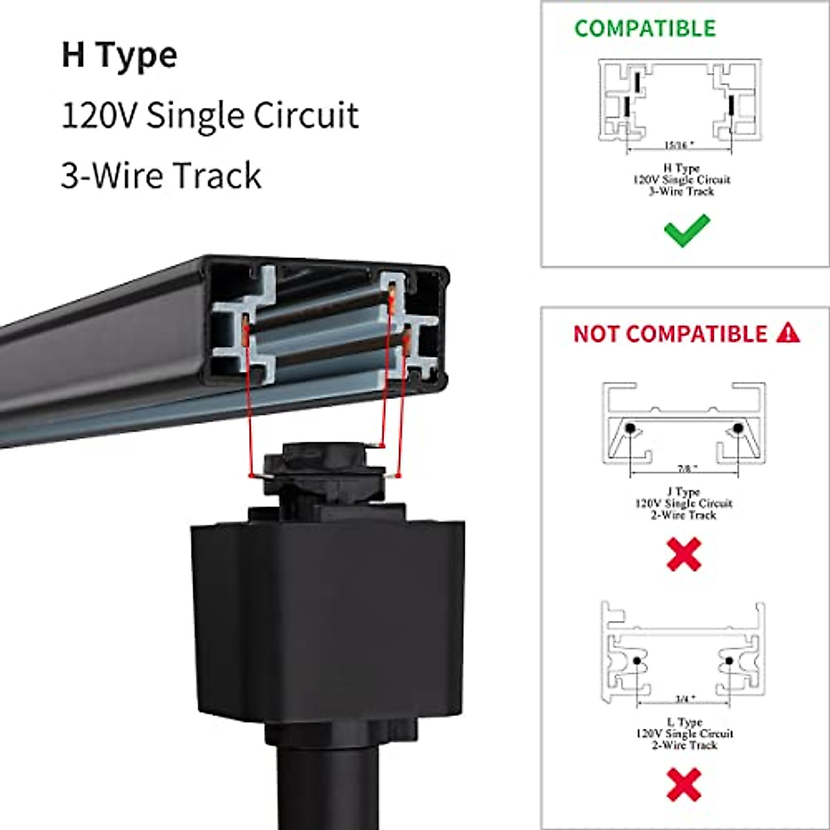 mirrea 6 Pack LED Track Lighting Heads Compatible with Single Circuit H Type Track Lighting Rail Ceiling Spotlight for Accent Task Wall Art Exhibition Lighting 6.5W 24° Black (3000K Warm White)