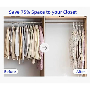 Elebac 6 Long Hanging Vacuum Storage Bags for Clothes, Vacuum Sealer Space Bags for Coat, Jumbo Clothes Protector Compression Bags for Closet Garment