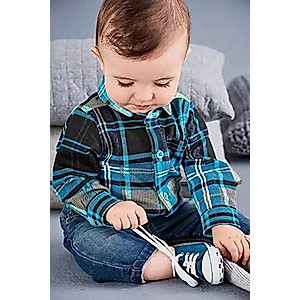 Kimocat Casual Suit for Toddler Boy 2Pcs Long Sleeve Plaid Shirtand Jeans Outfits