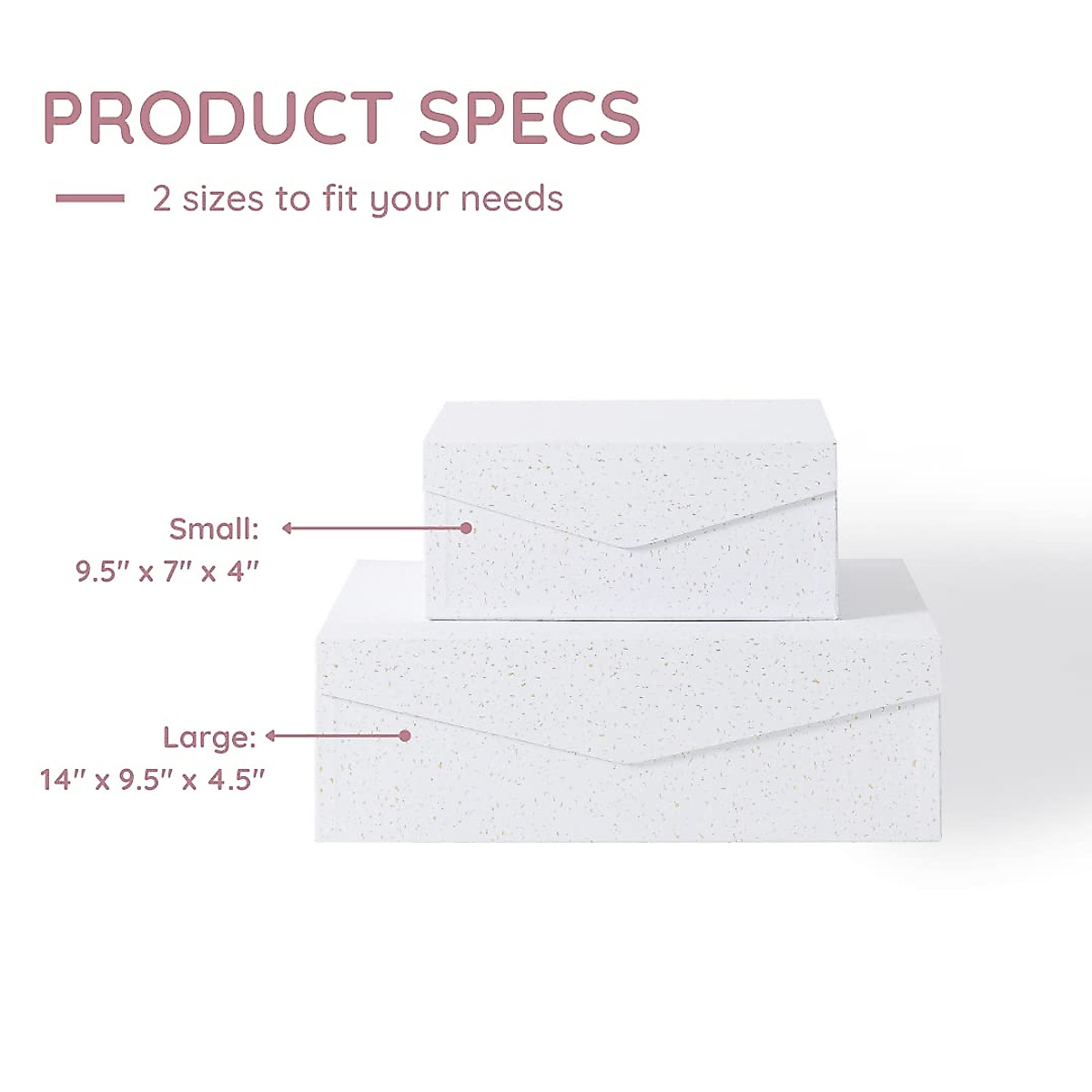 Soul & Lane Magnetic Gift Boxes with Lids (White and Gold, Pack of 2): Bridesmaid Gifts Cartons, Nesting Cardboard Christmas Boxes for Gifts, Stacking Mache Customizable Containers for Presents