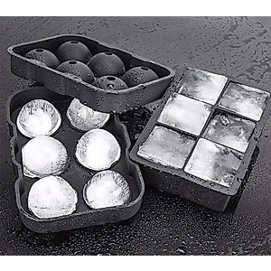 mingpou Ice Cube Tray Set of 3, Makes Diamond,Spherical,Square Shaped Maker Mold, Easy Release BPA Free with Removable Funnel Lid Mold for Chilling Cocktails,Whiskey,Homemade Juice