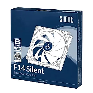 ARCTIC F14 Silent - PC Fan, 140mm Case Fan, Ultra-Quiet, Extra Quiet Motor, Computer, Almost inaudible, Fan Speed: 800 RPM - Black, White