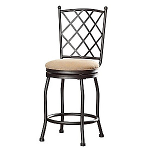 Homepop Home Decor | Metal Counter Height Bar Stools | 24" Bar Stools With Back | Decorative Home Furniture (Tan)