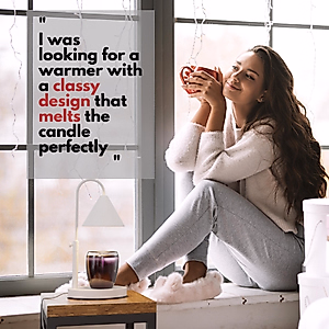 Hestia Angelo Candle Warmer, Adjustable Lamp for Yankee Candle Large Jar and 3 Wick Candles, Top Overhead Shade Warmers, 110-120V, Electric Auto Shut Melter Candle Warming Lamps (White, Timer)