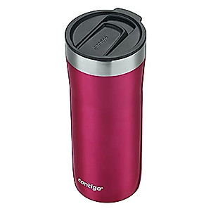 Contigo Streeterville Stainless Steel Vacuum-Insulated Tumbler with Straw and Splash-Proof Slider Lid, Keeps Drinks Hot up to 8hrs or Cold for 24hrs, Great for Travel/Work/School, 24oz Dragonfruit