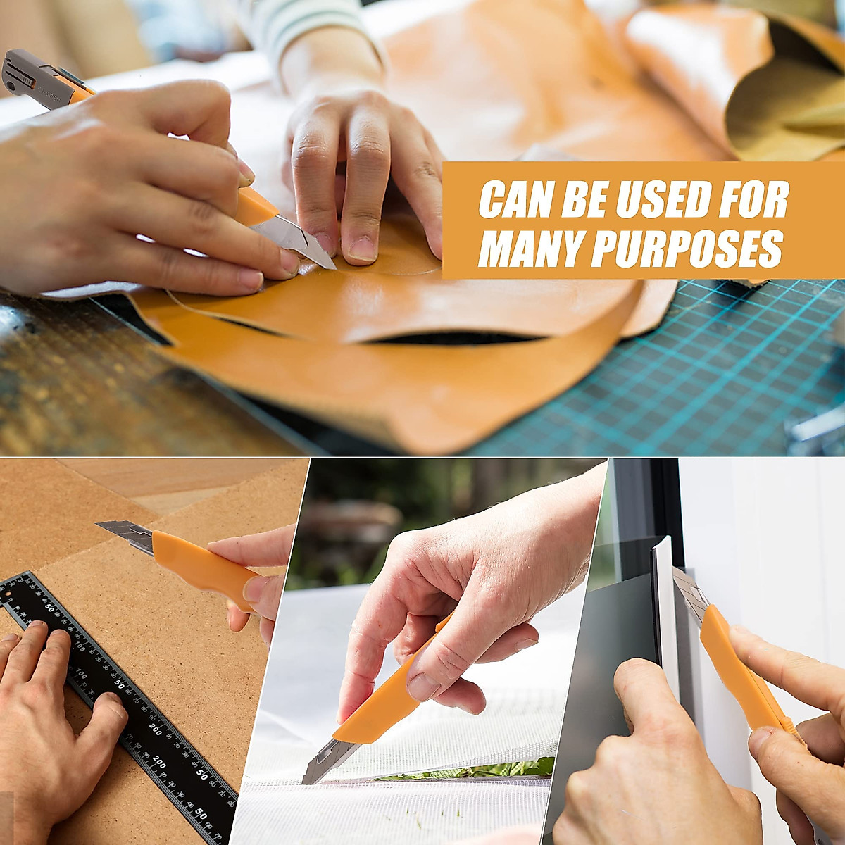 Mulwark 11PC Box Cutter Retractable Utility Knife Set - Heavy Duty Craft Knife with 10PC Sharp Snap-off 9MM 30 Degree Blades for Precision Cutting