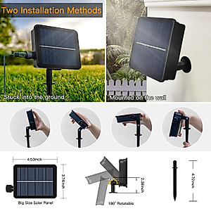 Ollny Solar String Lights Outdoor 2Pack Each 180LED 60FT 11Modes IP67 Waterproof, Warm White & Multicolor Solar Fairy Lights with Timer Memory for Patio Christmas Decorations