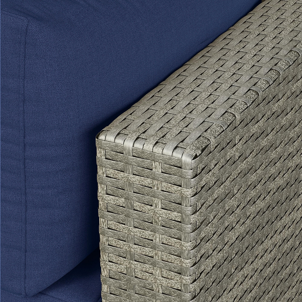 May in Color 7-Piece Modular Outdoor Sectional Wicker Patio Furniture Set with Coffee Table for Porch Balcony Backyard, Dark Blue