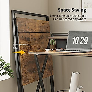 CubiCubi Small Folding Computer Desk 30 Inch with Shelf and Storage Bag, No Assembly Required, Home Office Writing Desk, Small Study Table, Rustic Brown