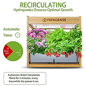 FAFAGRASS Indoor Garden Hydroponic Growing System, 12 Pods Herb Garden with Grow Light Self Watering System Cycle Timing Natural Bamboo Garden Planter Grower Harvest Vegetable Lettuce