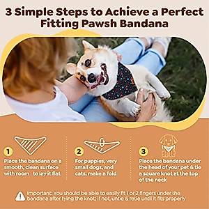 Pawsh Bandanas for Dogs – 10 Pack Handmade Reversible Pet Bandana for Dogs & Cats with Matching Bow or Bow Tie – Adjustable, Soft Dog Scarf Triangle Bibs for Small, Large & Extra Large Breeds