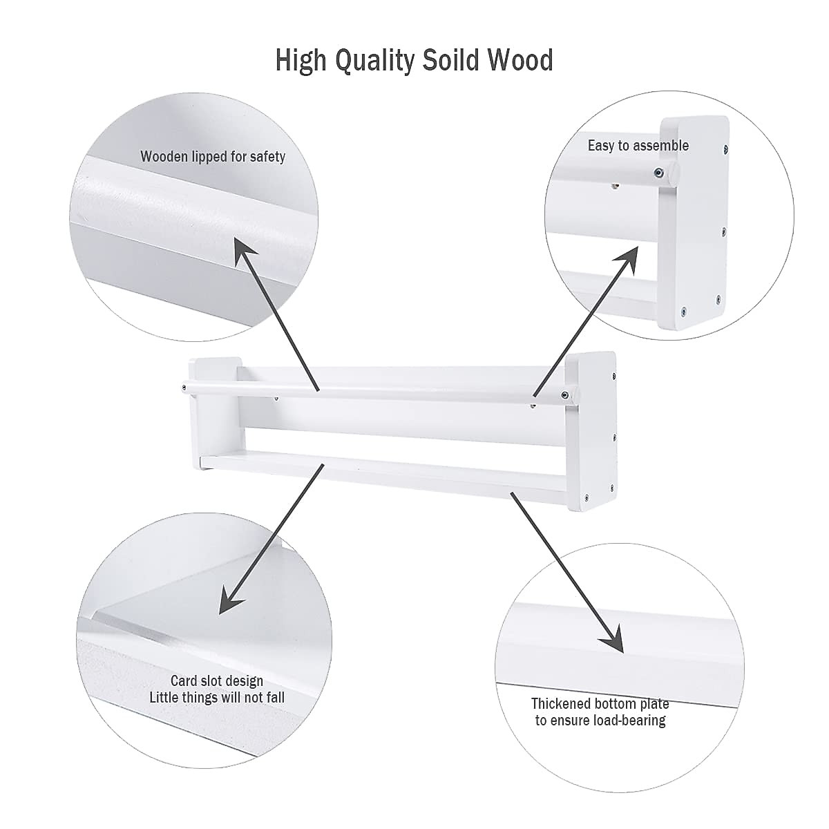 MBYD White Floating Book Shelf for Wall, Nursery Book Shelves, Solid Wooden 24 Inch Wall Mounted Shelves, for Clothing Rack Nursery Toy Decor Set of 3 Same Dimensions