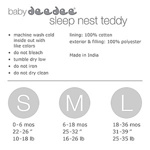 baby deedee Sleep Nest Teddy Sleeping Bag, Ivory, (Medium 6-18 Months)