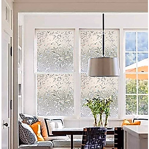 LEMON CLOUD Window Film, Decorative Window Privacy Film, 3D Stained Glass Window Sticker,Anti-UV Sun Blocker Heat Control for Home(Rainbow Tulip Design,17.5 x 78.7 inches )