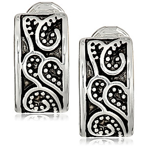 Napier "Napier Classics" Silver-Tone Paisley Textured Clip Earrings