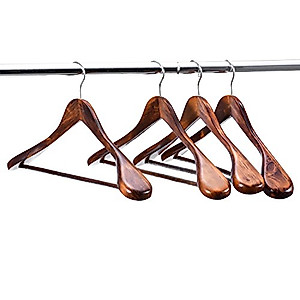 RoyalHanger Coat Hangers 6-Pack, Suit Hangers Wooden Hangers Extra Wide Shoulder for Heavy Coat, Sweater Pant,Retro Finish